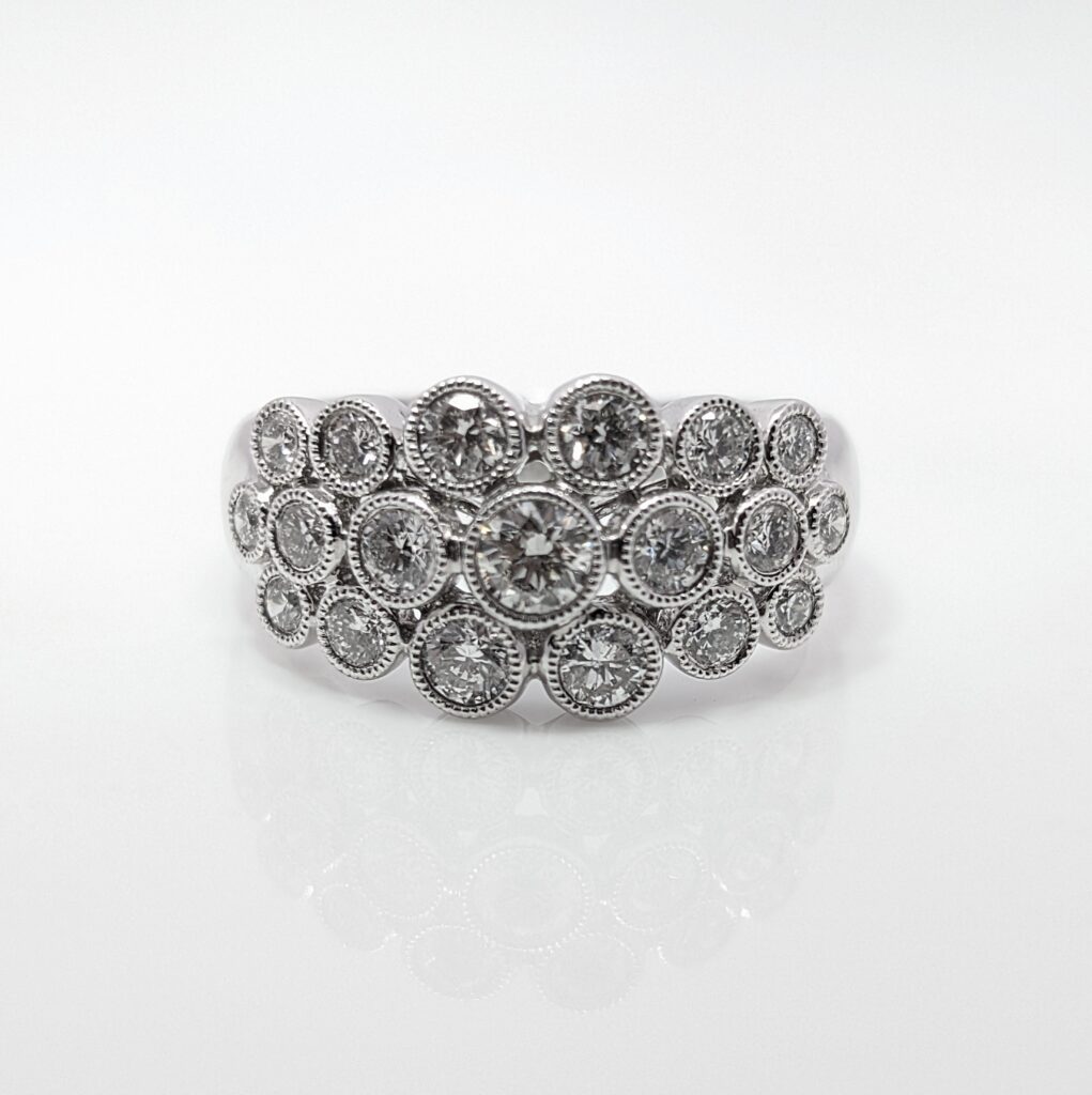 0.92ct Diamond Bubble Ring Multi-Bezel Milgrain Edge Platinum | 36446 ...