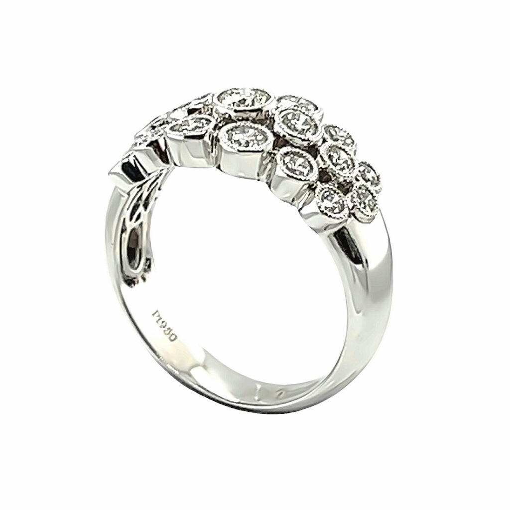 18ct White Gold Large Diamond Bubble ring - Aleks Jewellers
