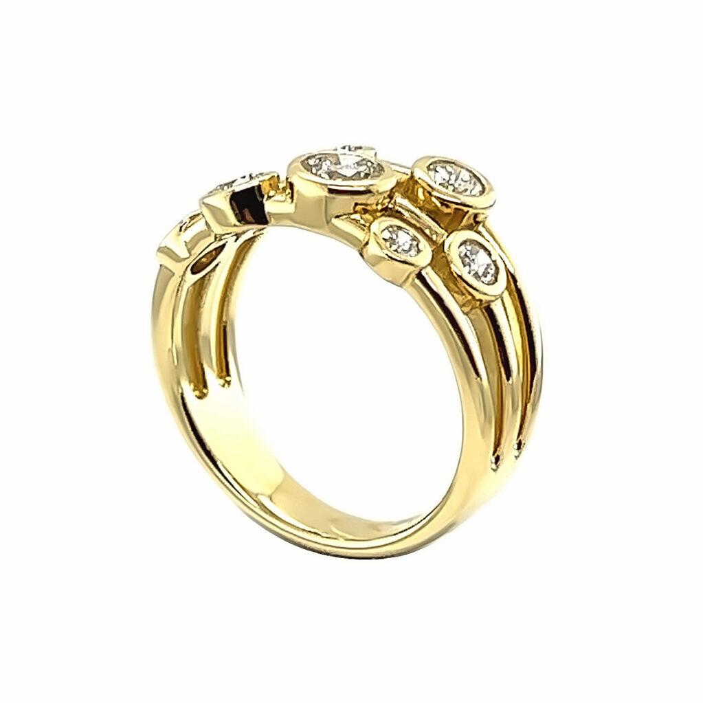 18ct Yellow Gold Large Diamond Bubble Ring - Aleks Jewellers
