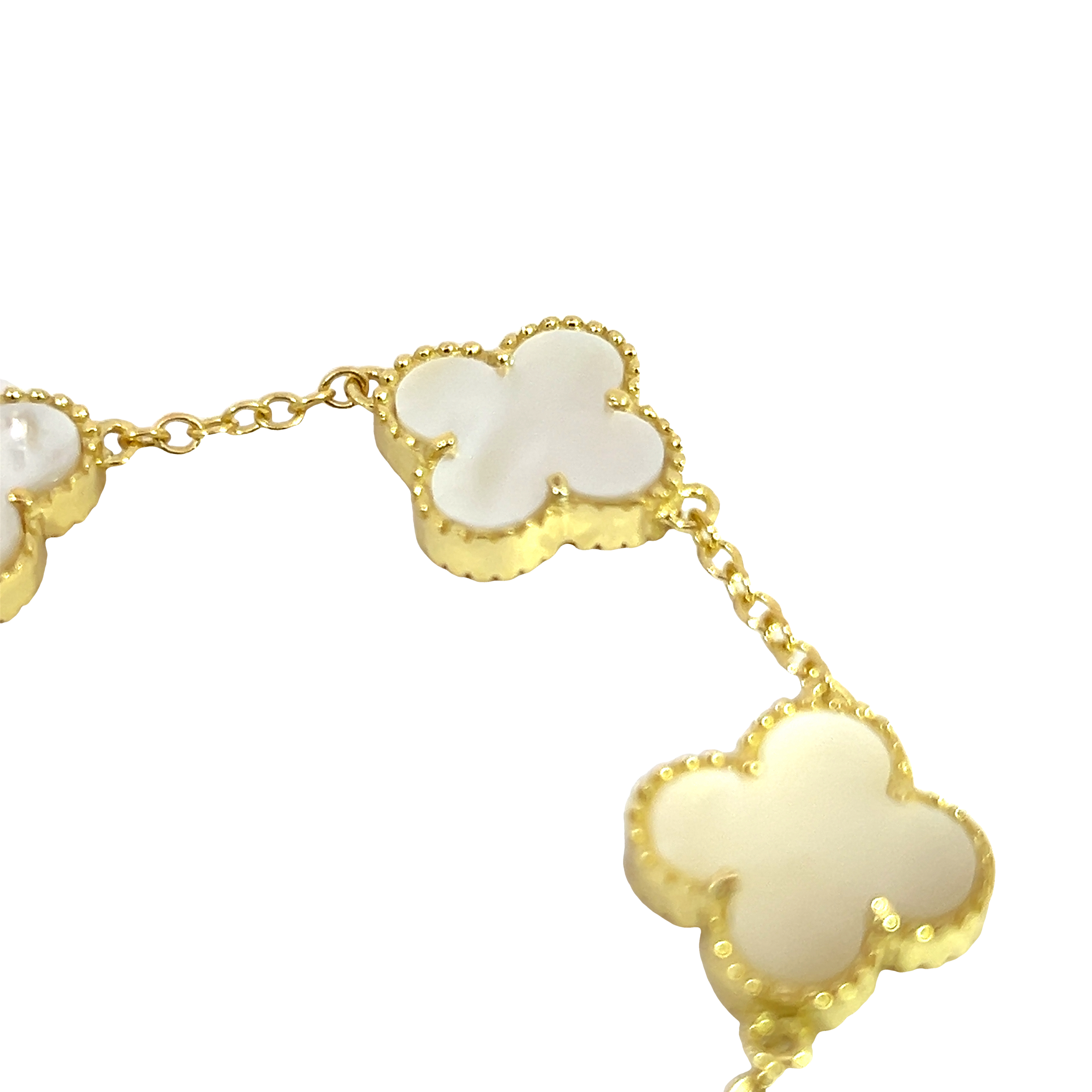 925 silver gold plated large mother of pearl clover bracelet - Aleks ...