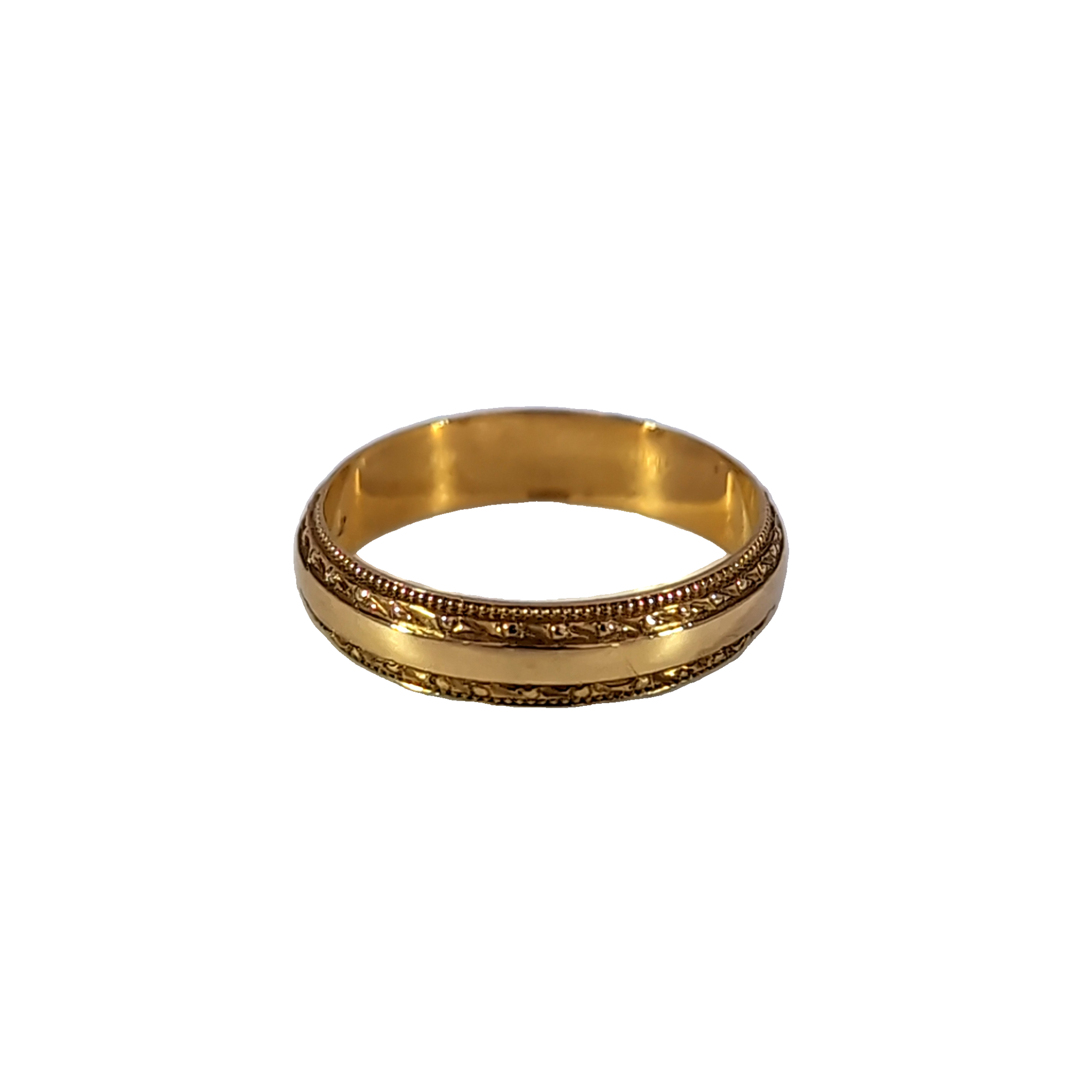 18ct Yellow Gold Diamond Cut Edge 4mm Wedding Band - Aleks Jewellers